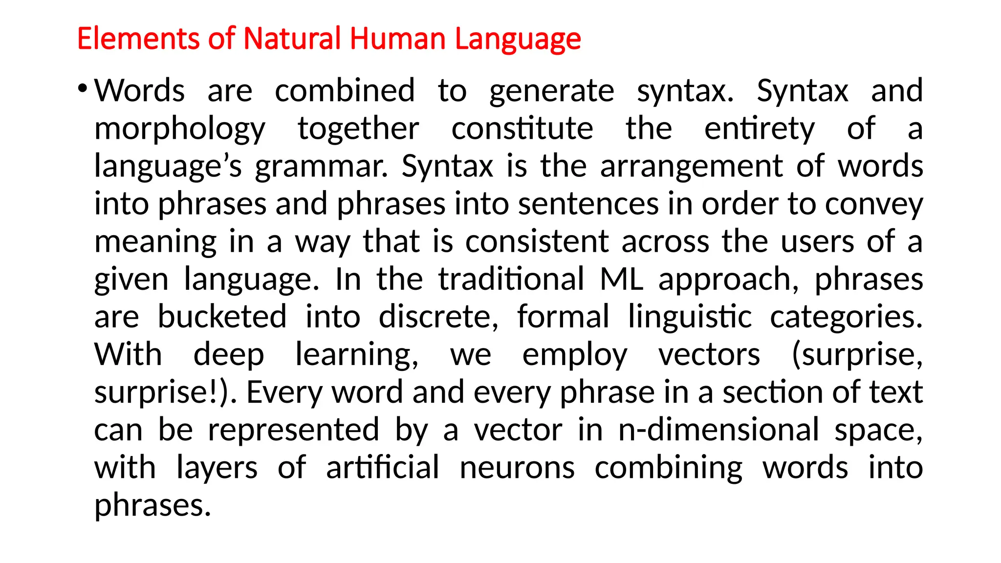 Elements of Natural Human Language in word vector | PPTX