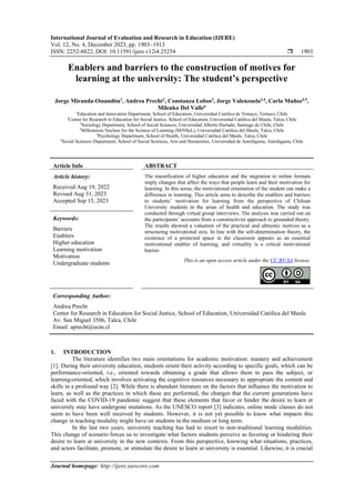 Enablers and barriers to the construction of motives for learning at ...