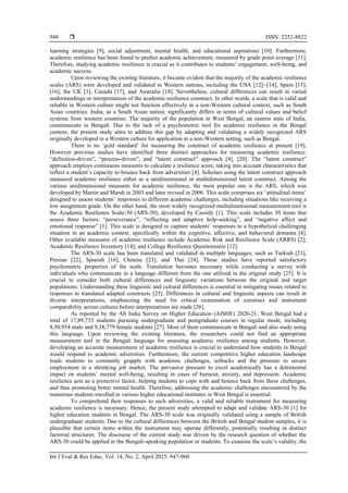 Adaptation and validation of academic resilience scale in Bengali | PDF