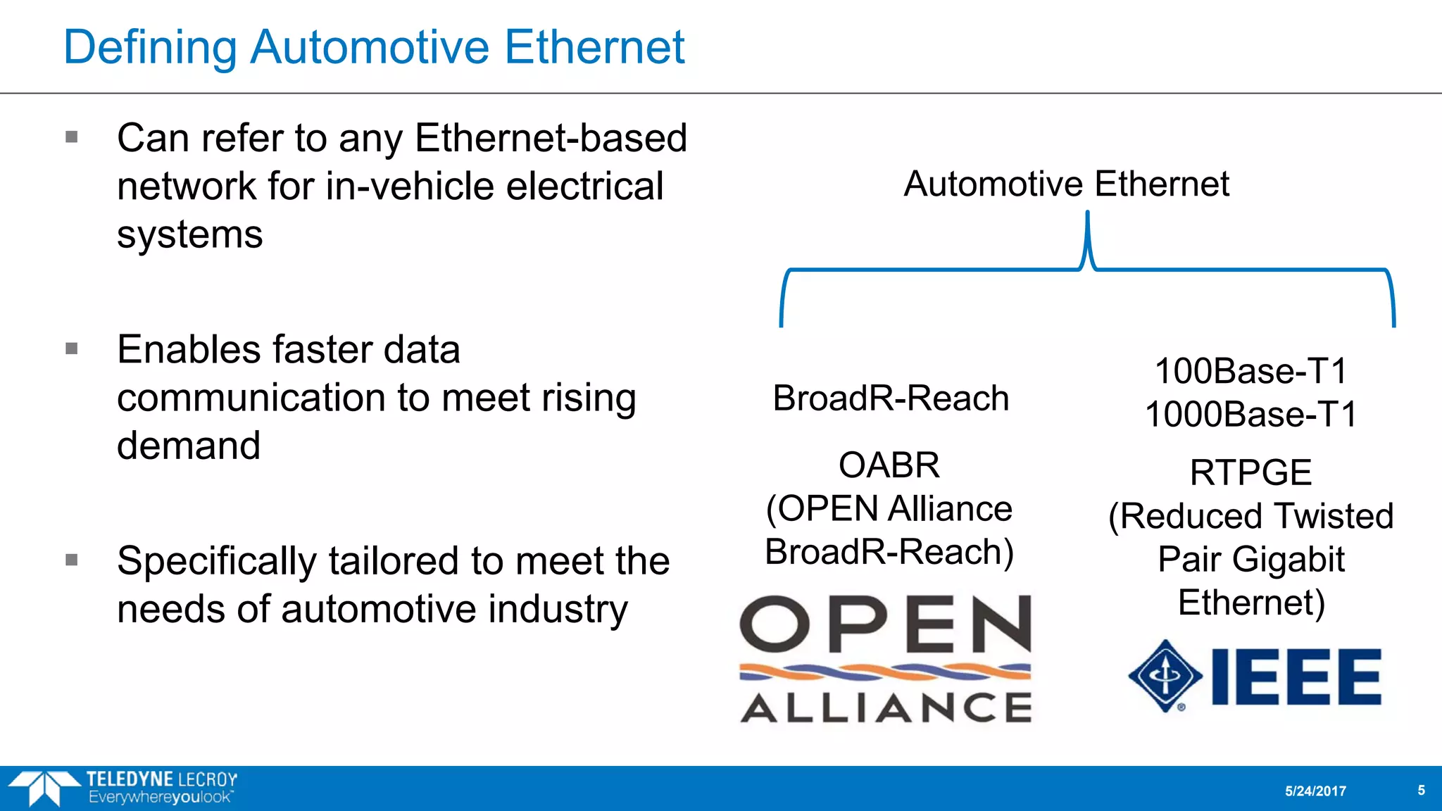 The Basics of Automotive Ethernet Webinar Slidedeck | PDF