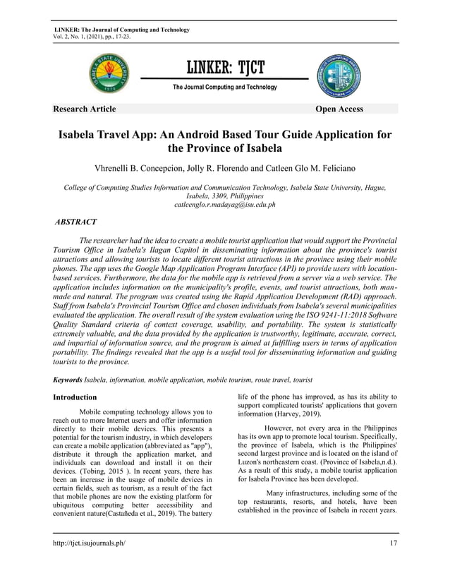 Isabela Travel App: An Android Based Tour Guide Application for the ...