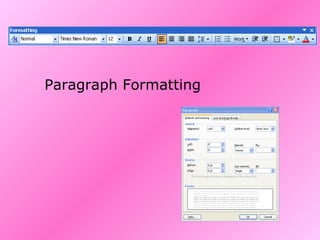 Formatting Paragraphs | PPT | Desktop Publishing | Computer Software and Applications