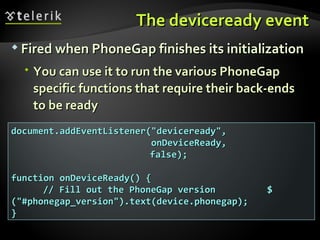 PhoneGap - Hardware Manipulation | PPT