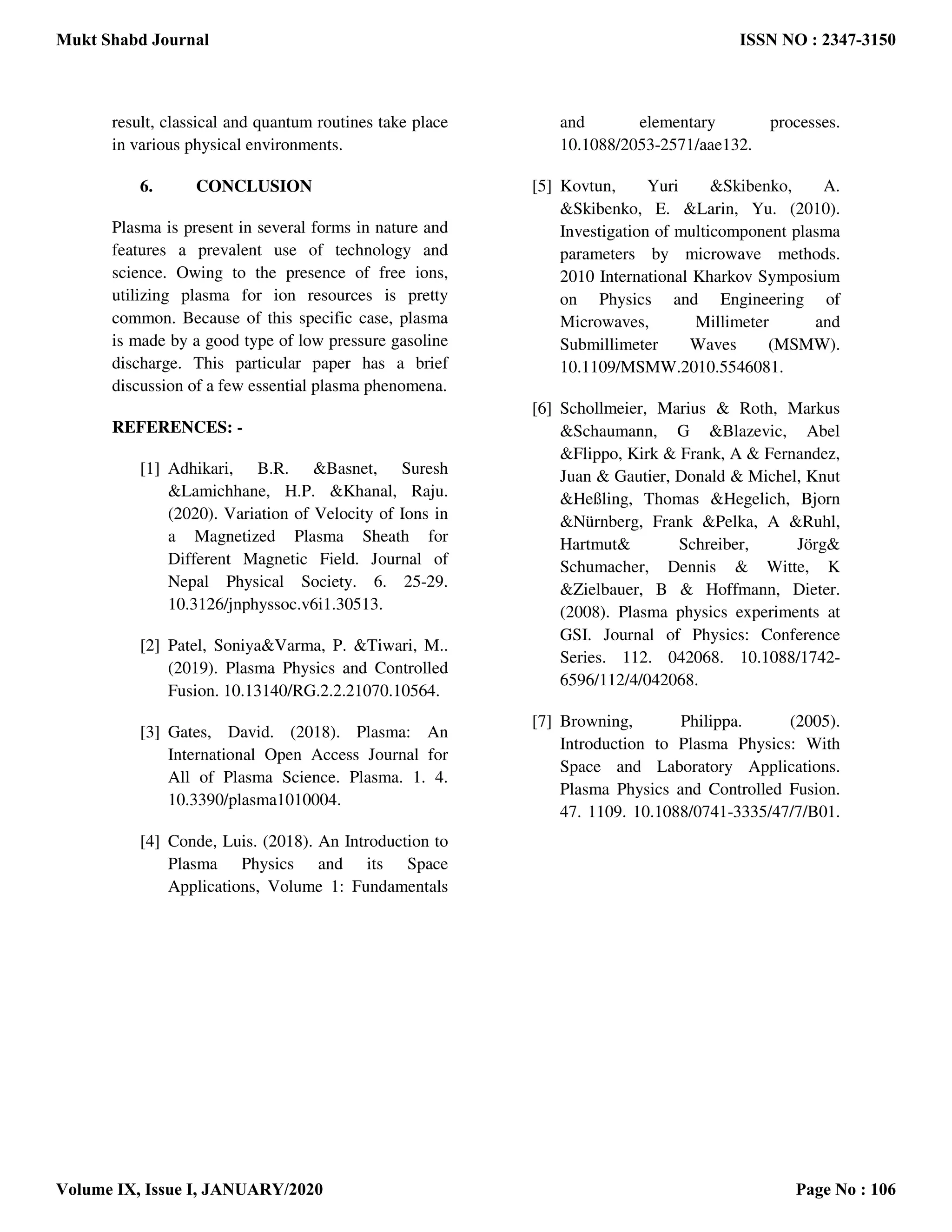 AN INTRODUCTION TO BASIC PHENOMENA OF PLASMA PHYSICS | PDF | Physics ...