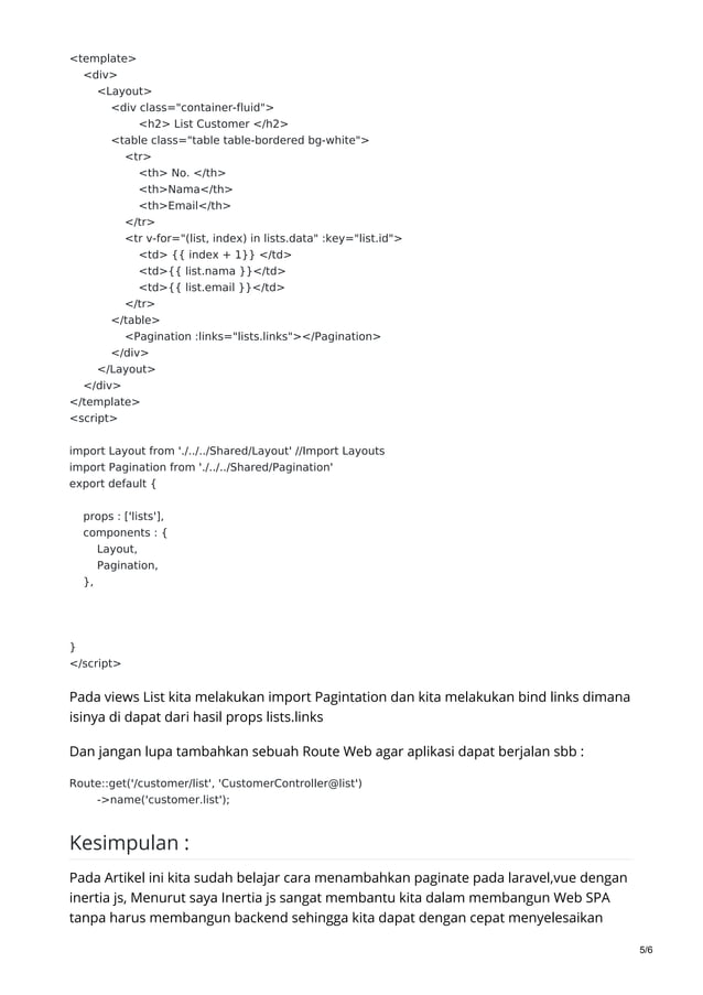 membuat paginate di laravel vue dengan inertia js | PDF membuat paginate di laravel vue dengan inertia js | PDF