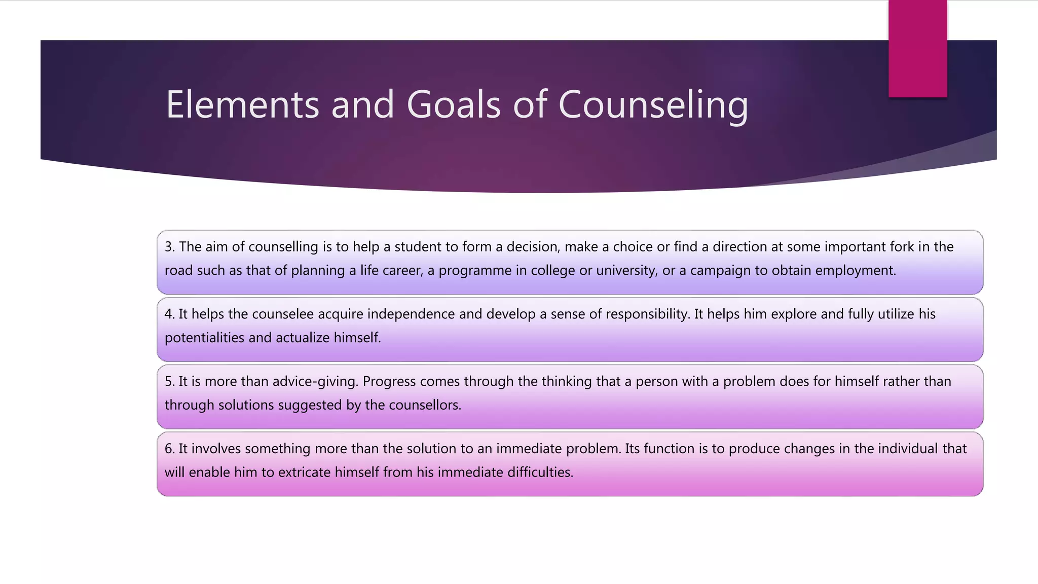 Elements and Goals of Counselling | PPTX