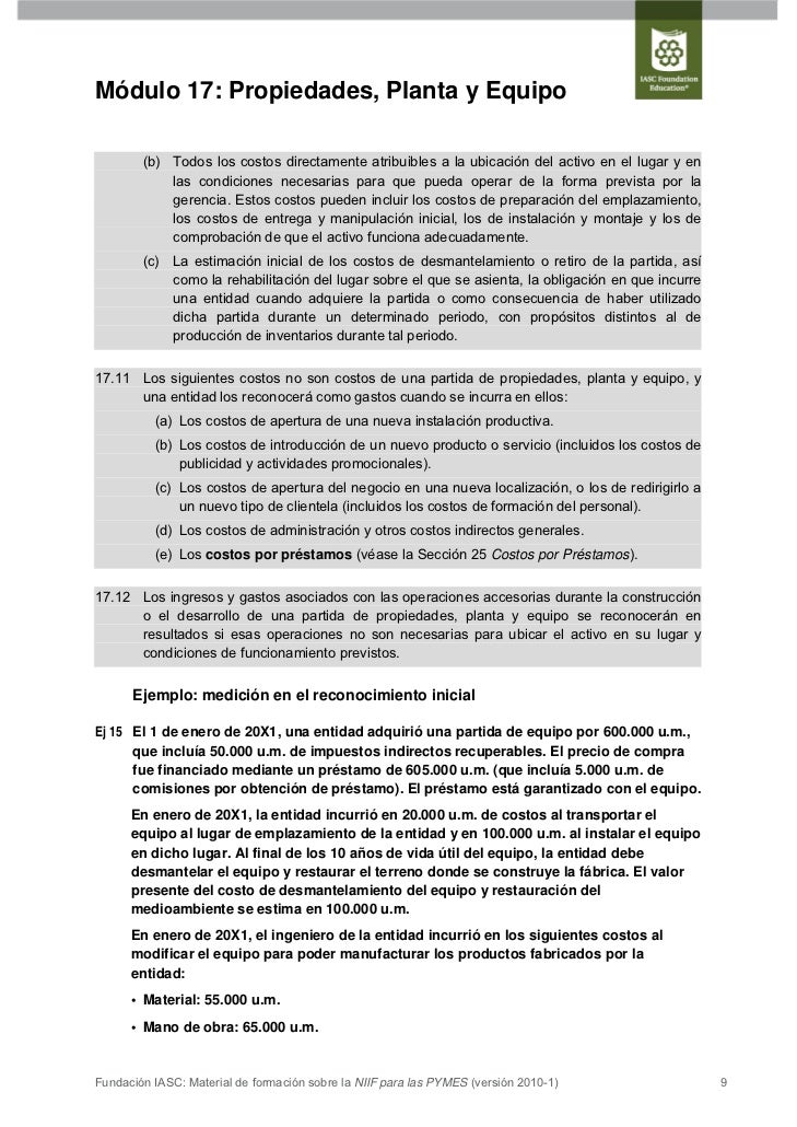 17. Propiedades planta y equipo