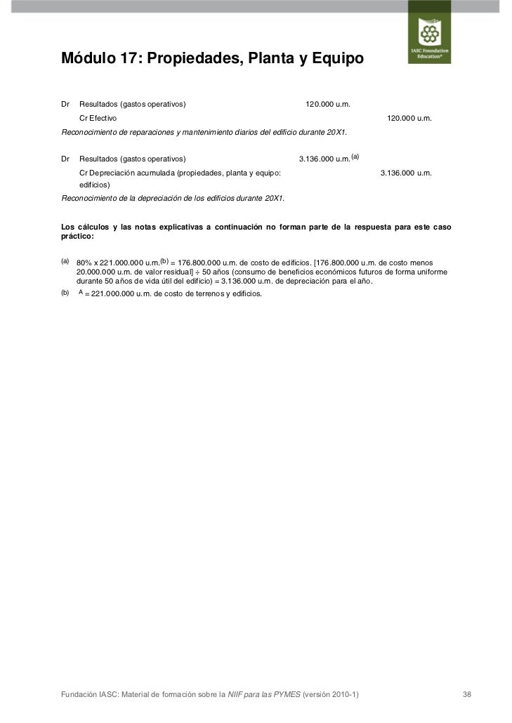 17. Propiedades planta y equipo