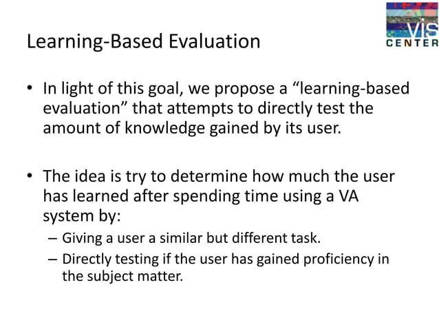 Learning-Based Evaluation of Visual Analytic Systems. | PPT