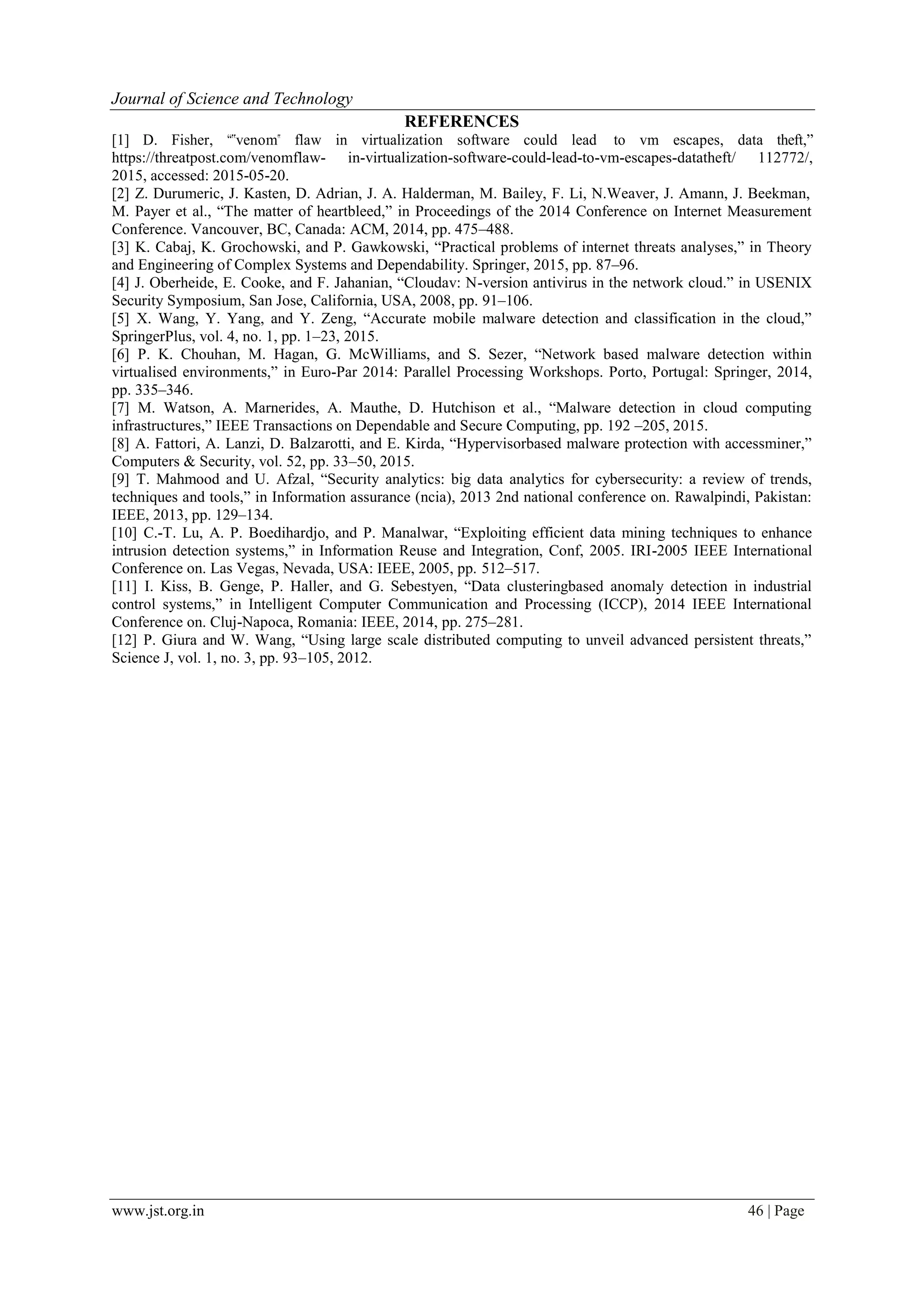 Protecting Virtualized Infrastructures In Cloud Computing Based On Big Data Security Analytics Pdf