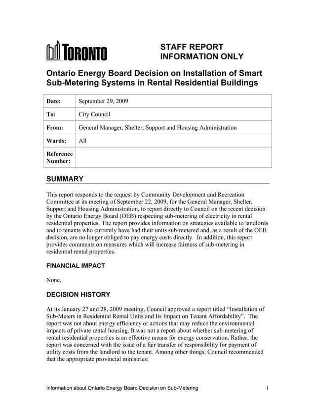 Sub-Metering and Tenants Rights | PDF