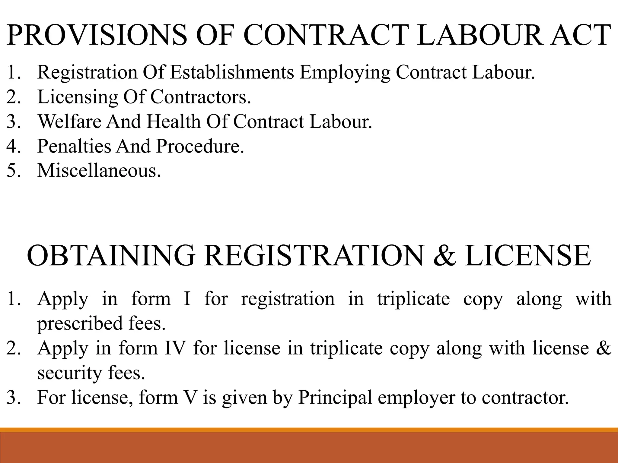 contract labour regulation abolition act 1970 | PPTX