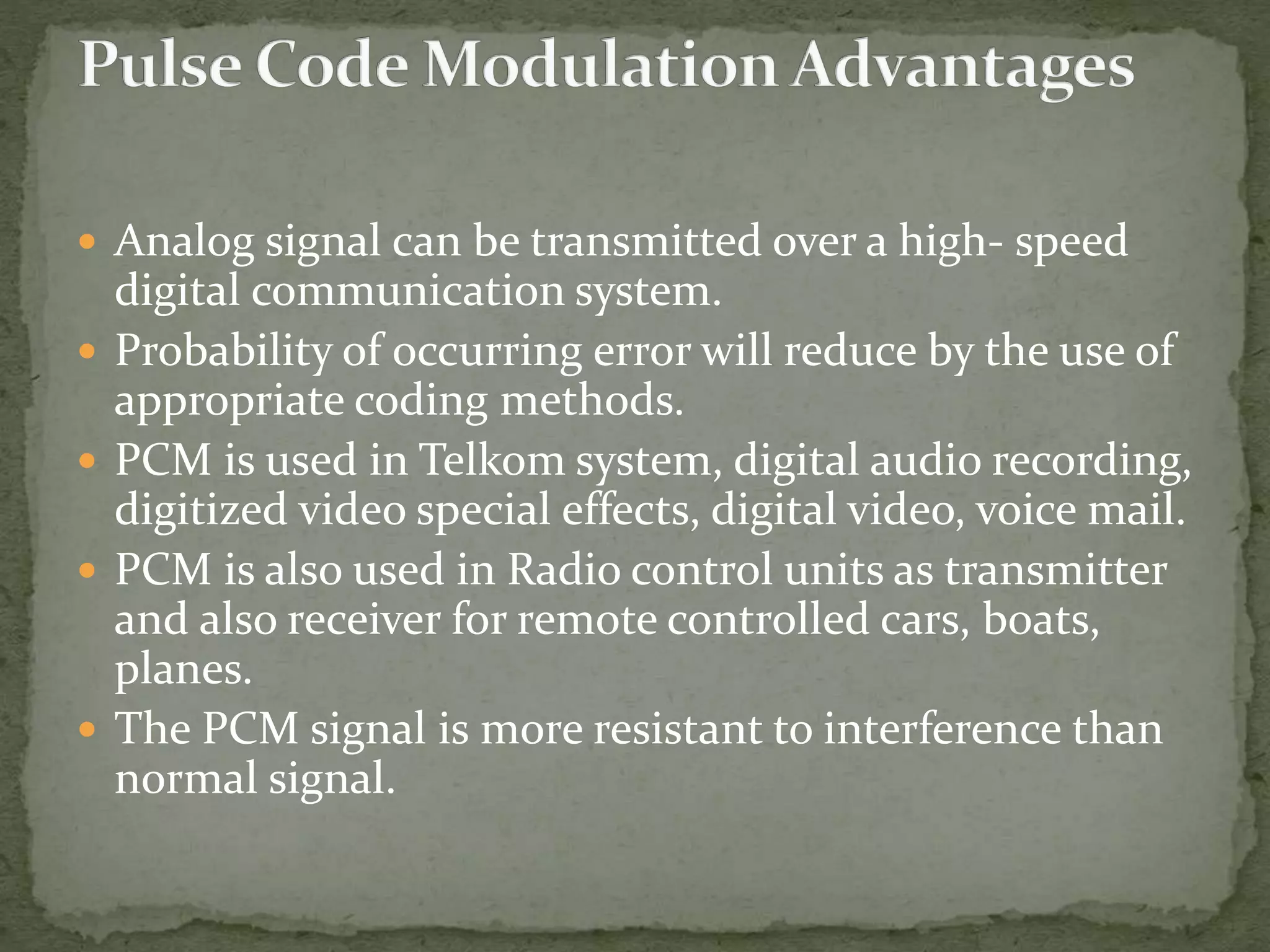 Pulse Code Modulation Pcm Pptx Digital Audio Computer Software And Applications