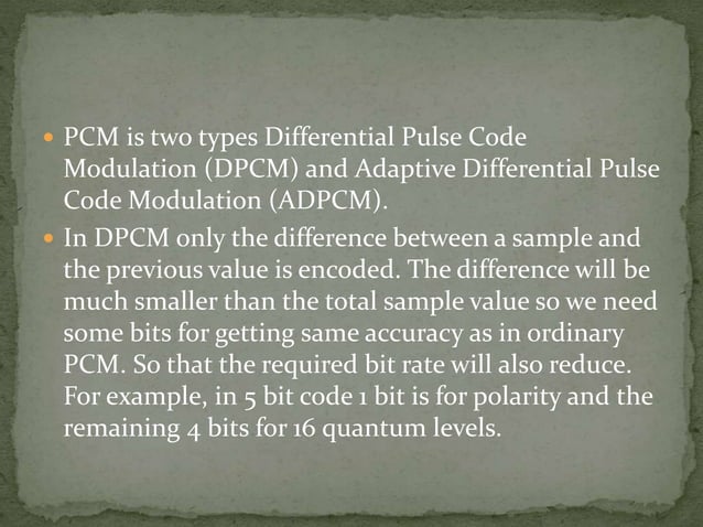 Pulse code modulation (PCM) | PPTX | Digital Audio | Computer Software and Applications