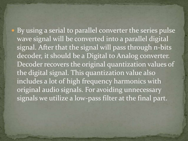 Pulse code modulation (PCM) | PPTX | Digital Audio | Computer Software and Applications