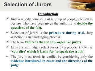 Plea Bargaining and Selection of Jurors - Presentation by Prajwal ...