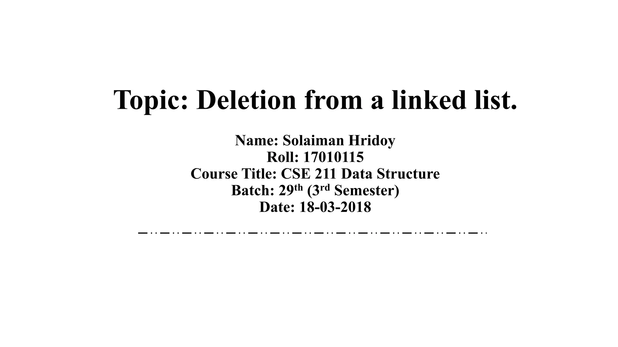 Deletion From A Linked List Pptx