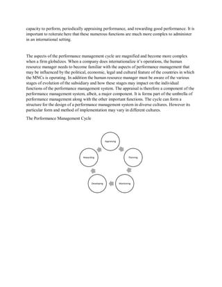 Performance Appraisal Methods of Multinational organization | PDF