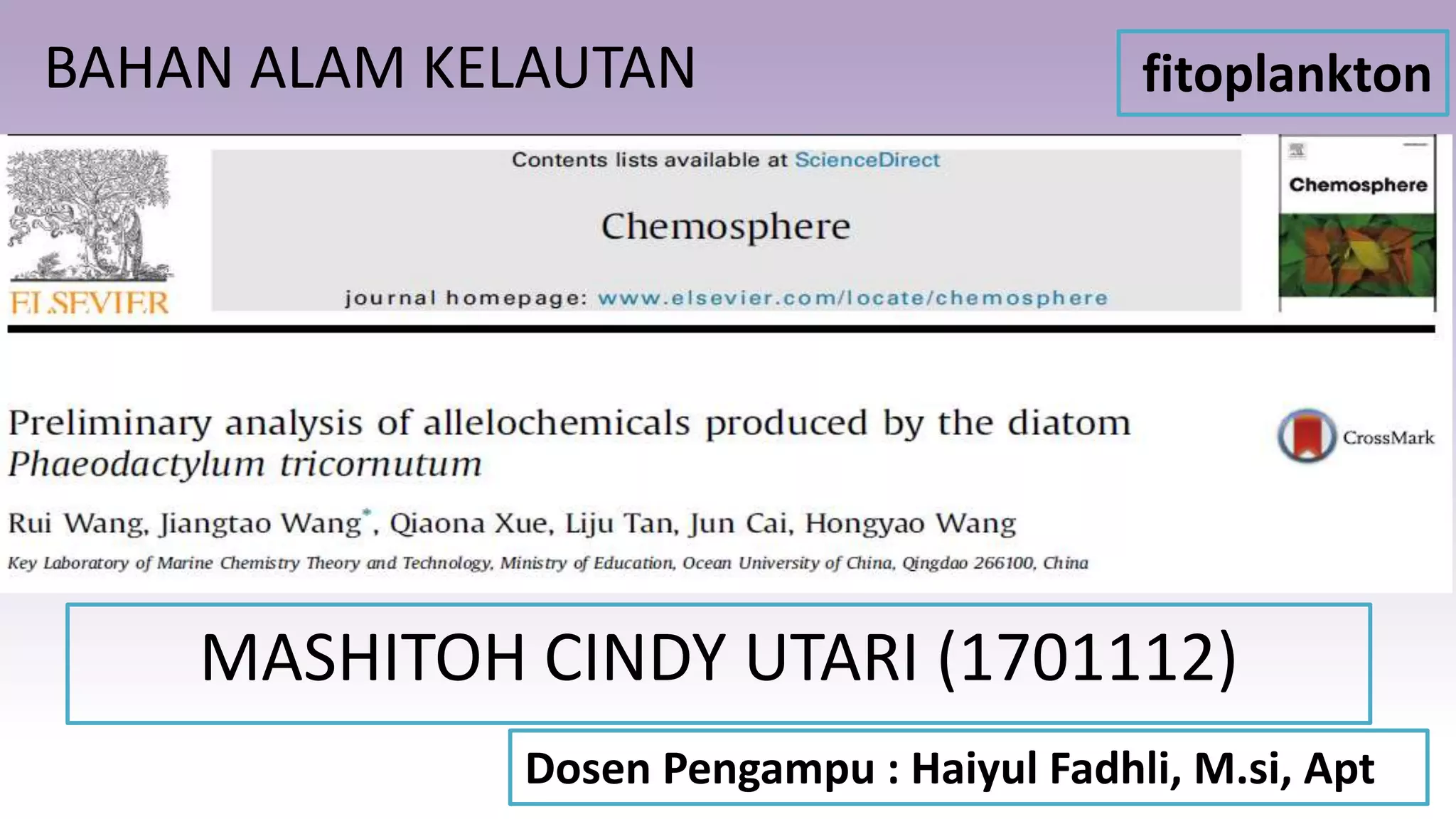 ALELOKIMIA, BAHAN ALAM KELAUTAN. FARMASI | PPTX