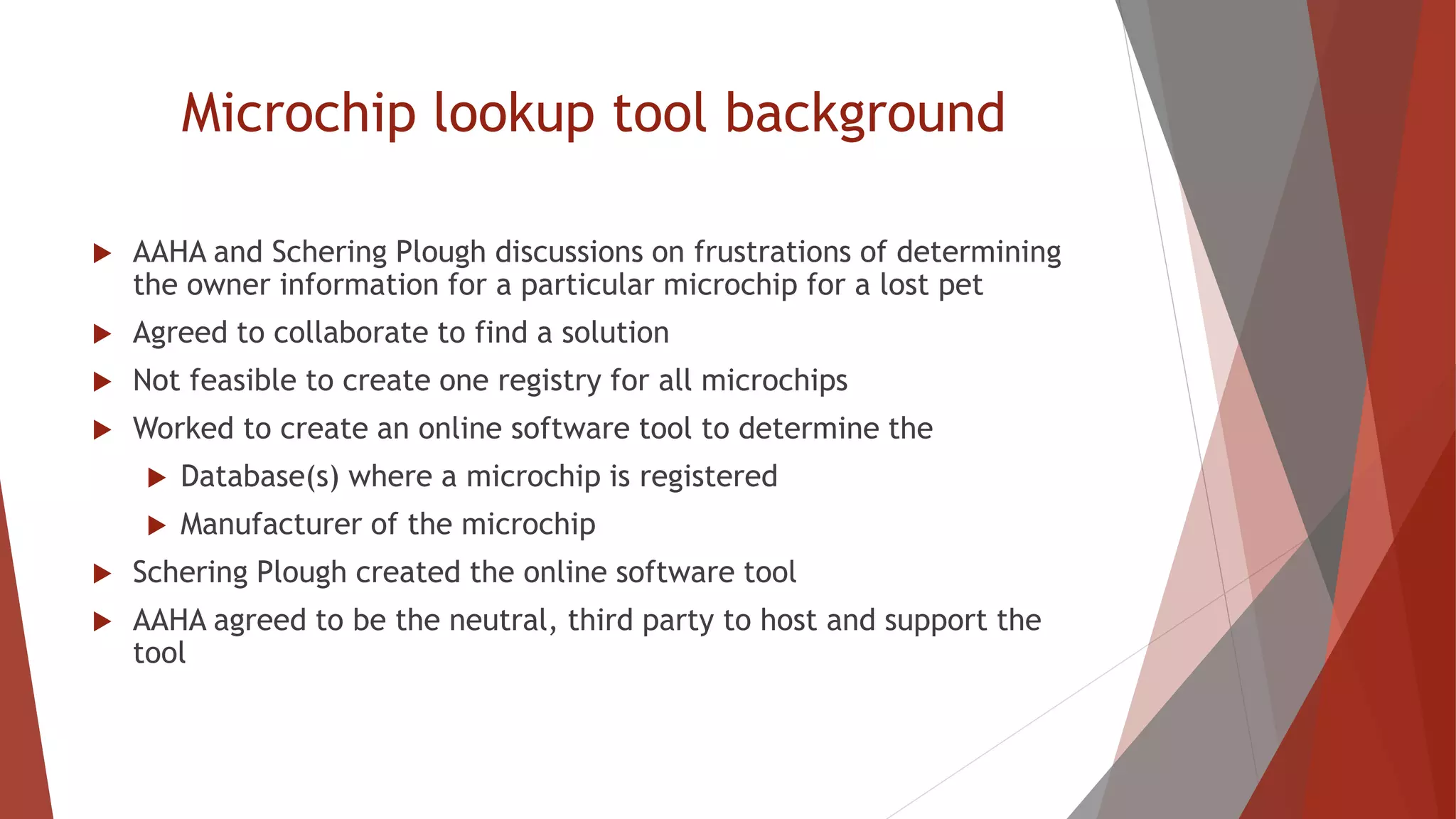 Katherine Wessels - AAHA Model - A Microchip Search Tool | PPT