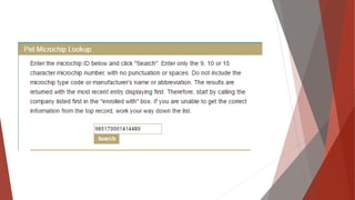 Katherine Wessels - AAHA Model - A Microchip Search Tool | PPT