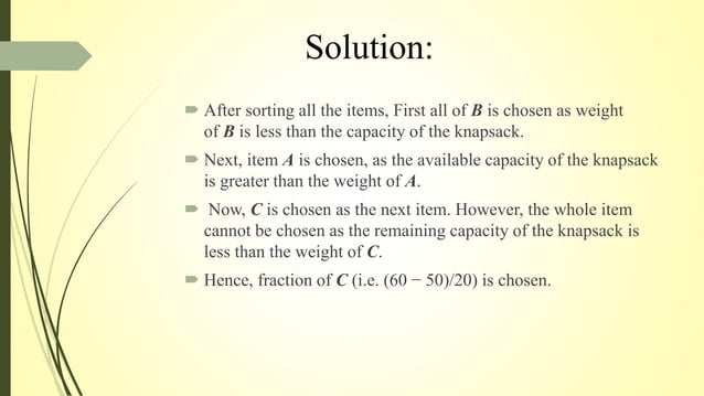 Fractional Knapsack Problem | PPT Fractional Knapsack Problem | PPT