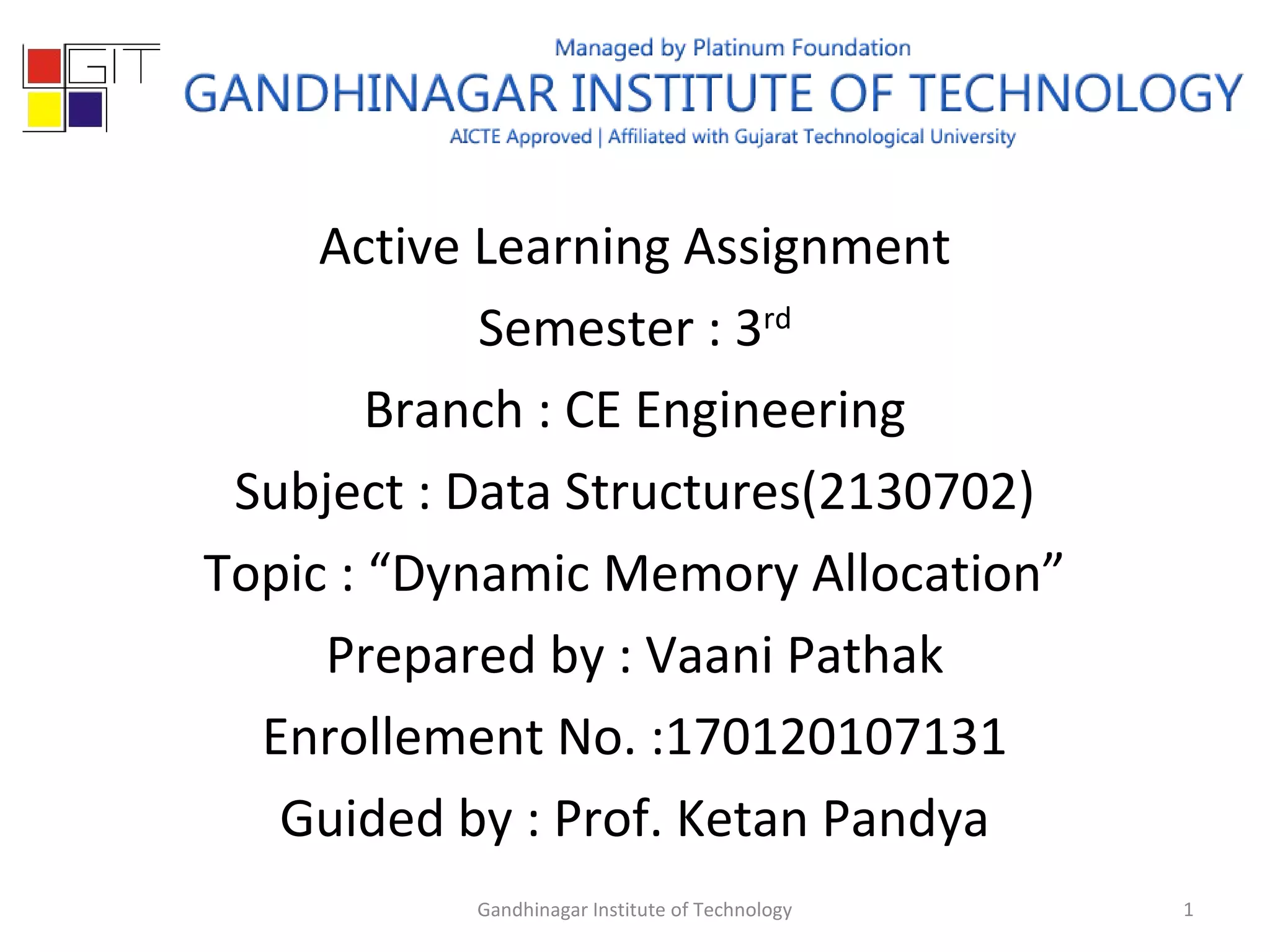 Dynamic Memory Allocation | PPT Dynamic Memory Allocation | PPT