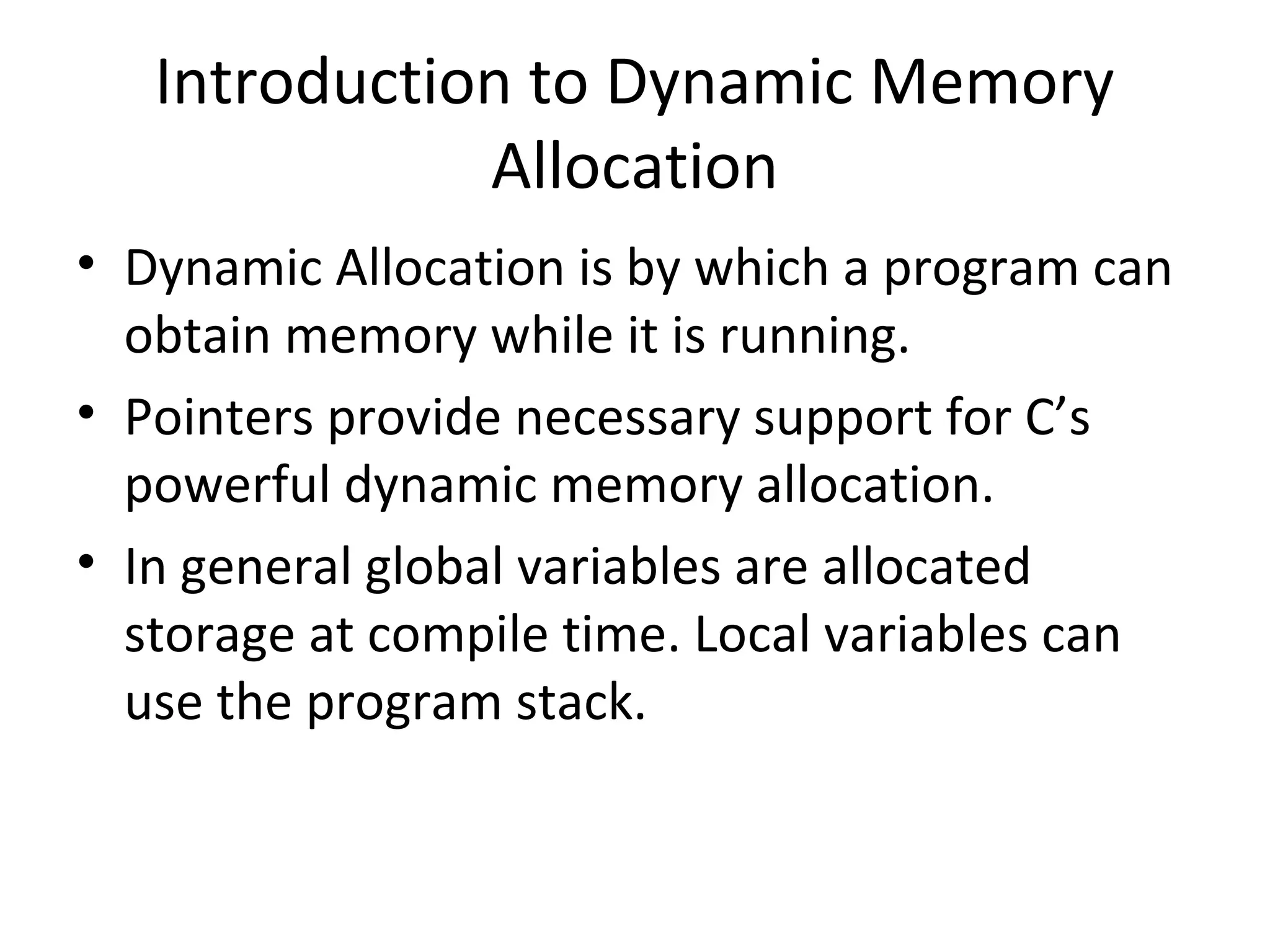 Dynamic Memory Allocation | PPT Dynamic Memory Allocation | PPT