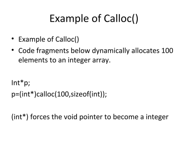 Dynamic Memory Allocation | PPT Dynamic Memory Allocation | PPT