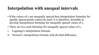 interpolation of unequal intervals | PPTX