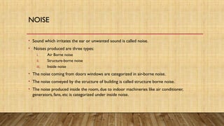 Factors affecting acoustics of buildings and their remedies. | PPT