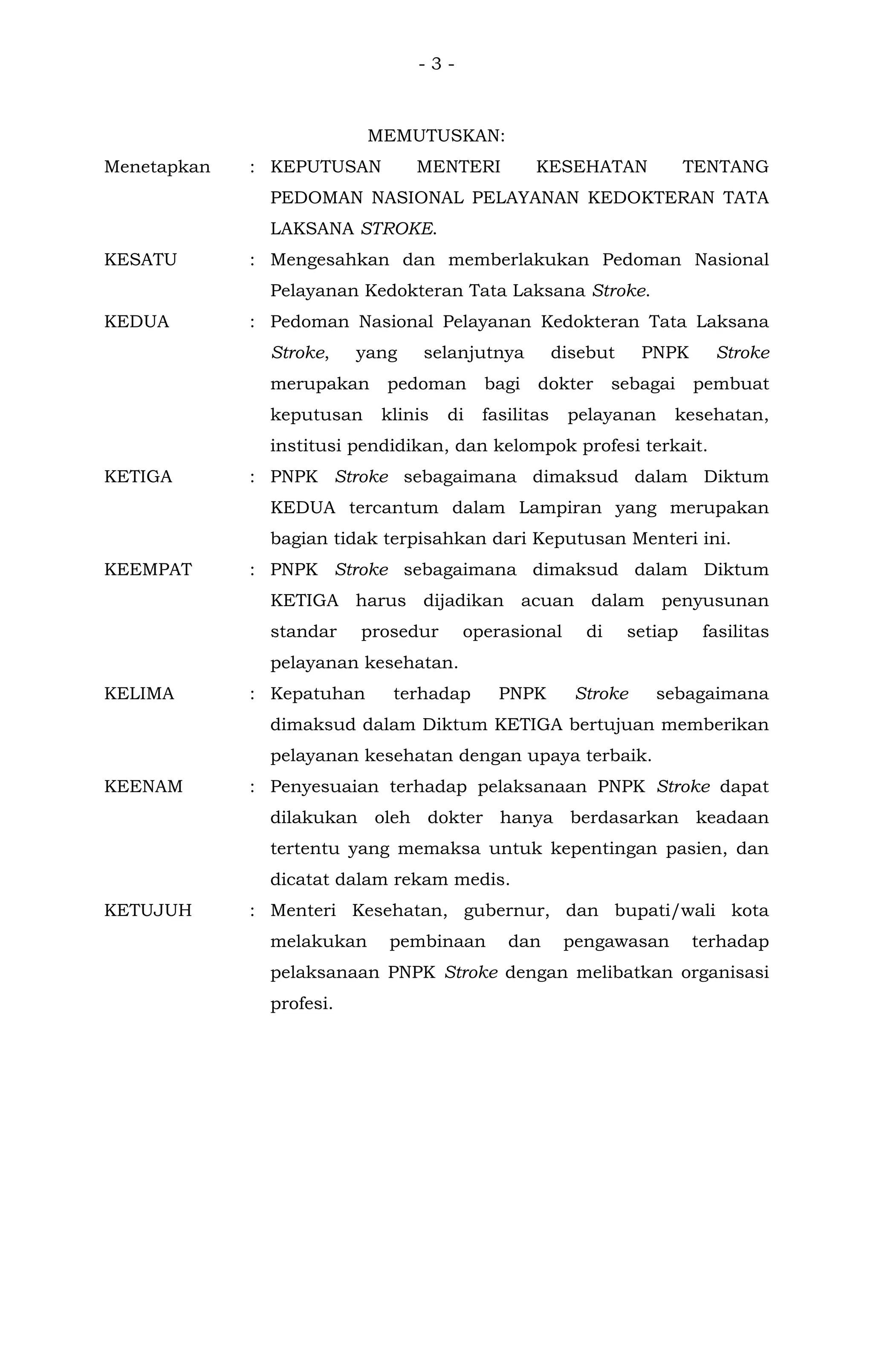 tatalaksana stroke - Panduan Pedoman kemenkes | PDF