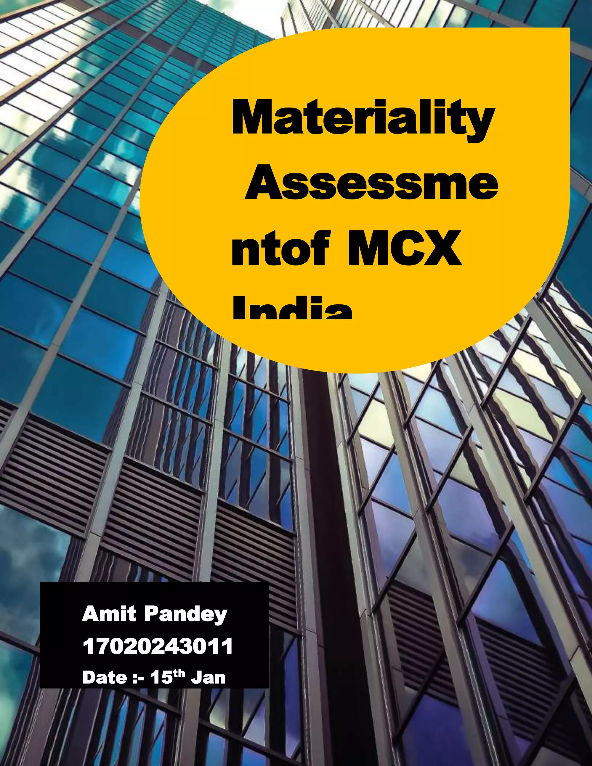17020243000 mcx materiality assessment of MCX india | DOCX