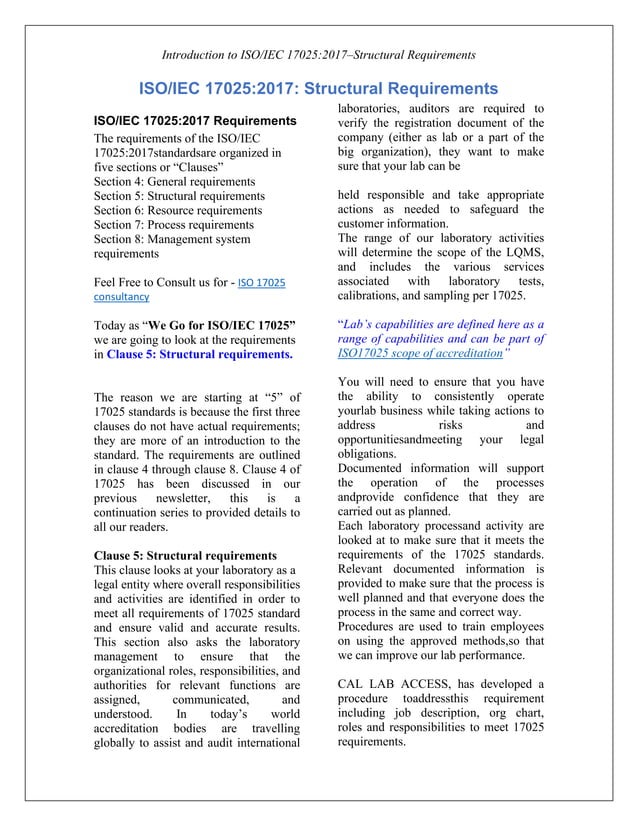 ISO/IEC 17025:2017: Structural Requirements | PDF | Business | Business ...