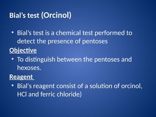 Bial's and Seliwanoff's testing Clincal chemistry | PPTX