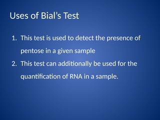 Bial's and Seliwanoff's testing Clincal chemistry | PPTX