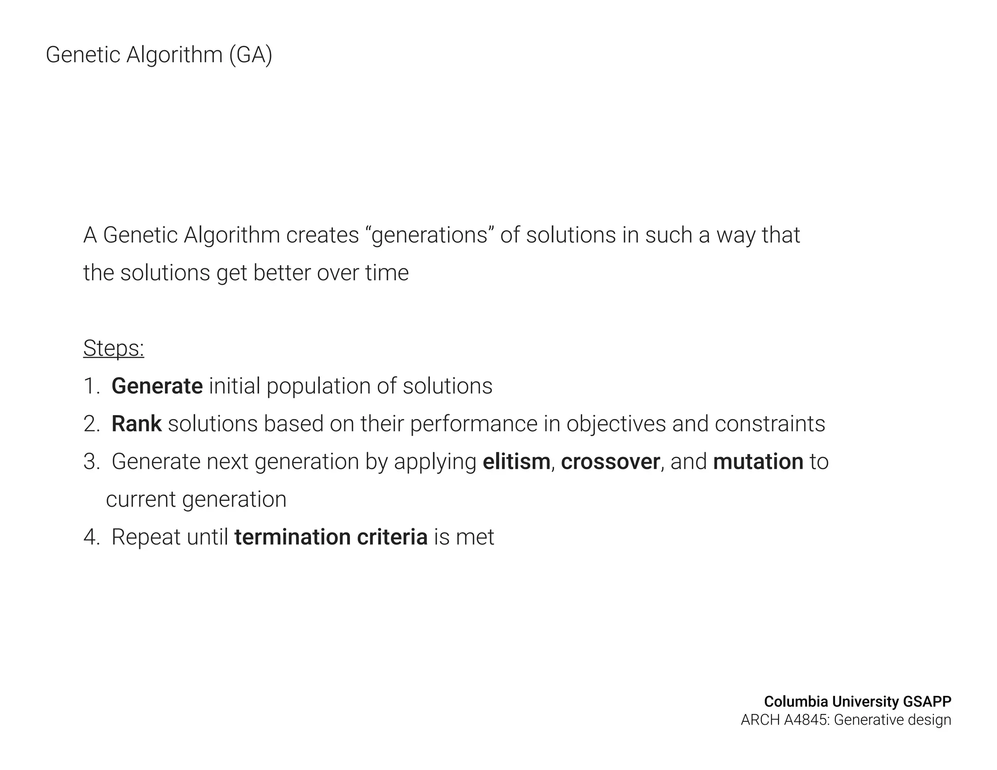 SP18 Generative Design - Week 8 - Optimization | PPT