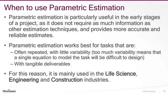 Parametric Estimation in a nutshell