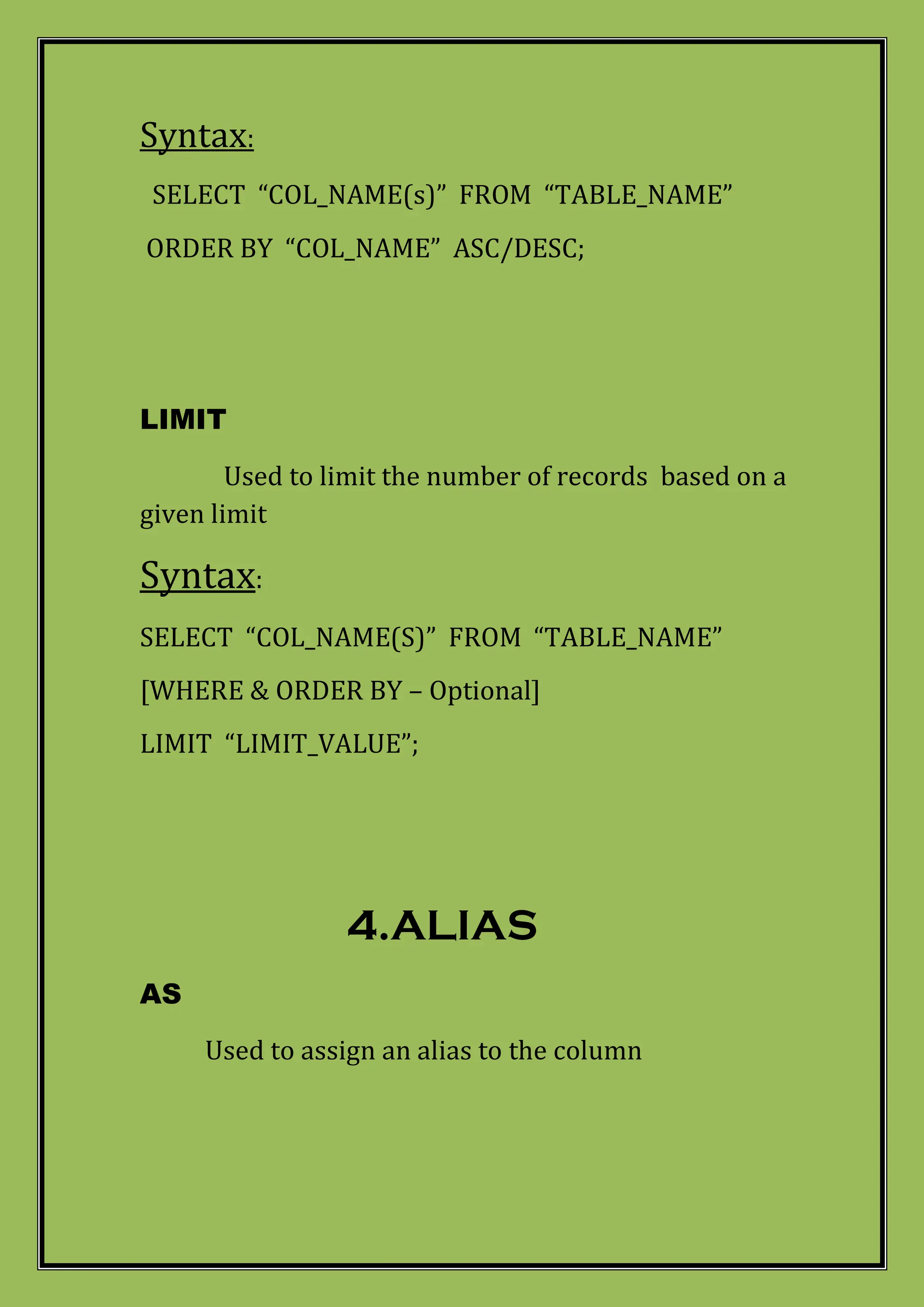 Cheat Sheet Sql Commands With Examples And Easy Understanding Pdf 