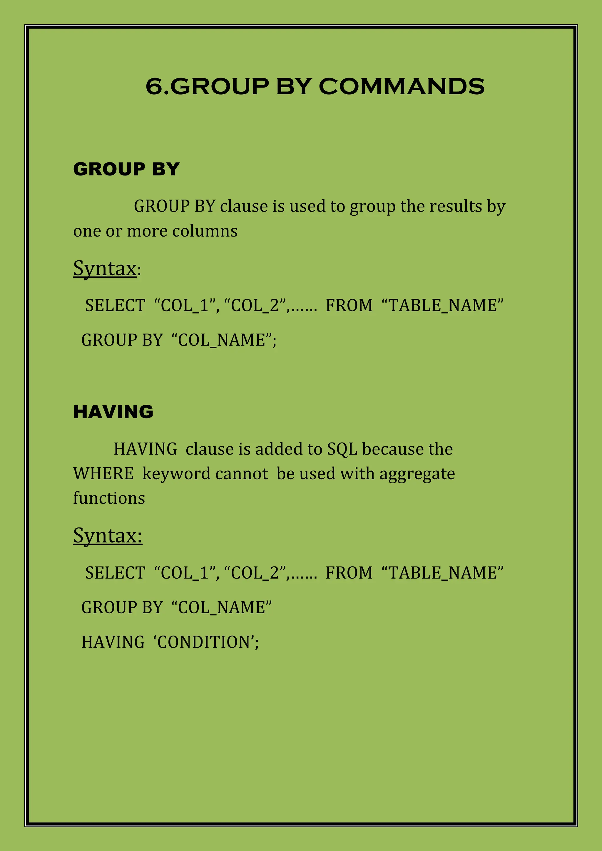 Cheat Sheet Sql Commands With Examples And Easy Understanding Pdf