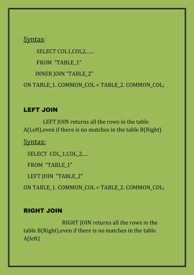 Cheat Sheet Sql Commands With Examples And Easy Understanding Pdf