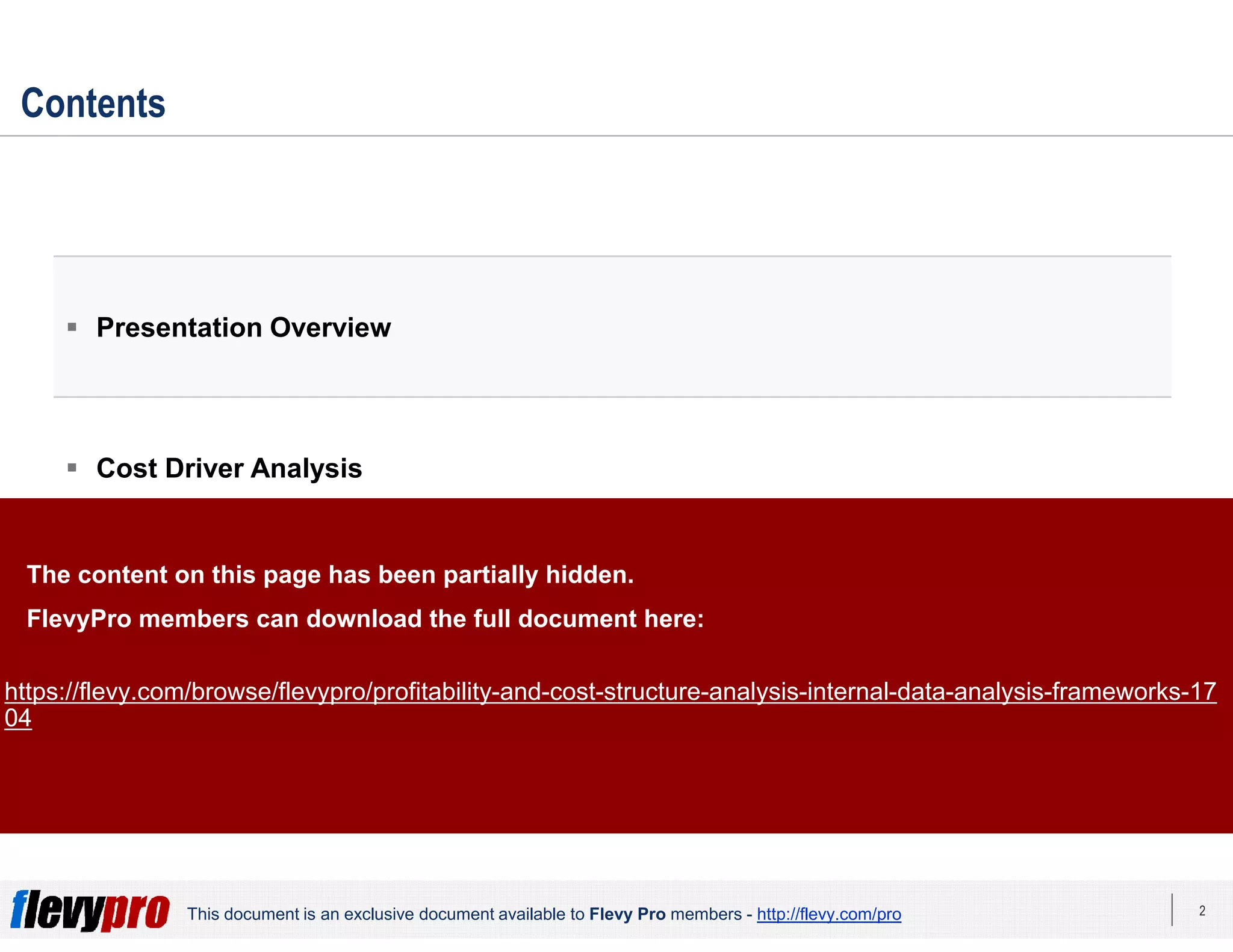 Profitability and Cost Structure Analysis: Internal Data Analysis Frameworks | PDF | Business ...