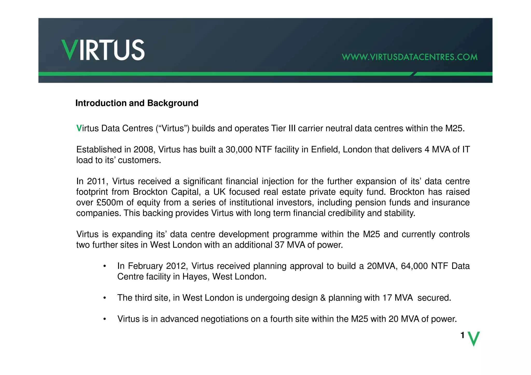 An Introduction to Virtus Data Centres | PDF