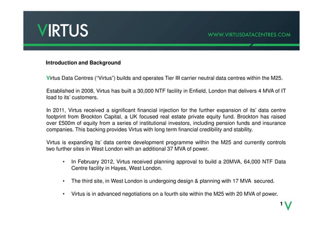 An Introduction to Virtus Data Centres | PPT