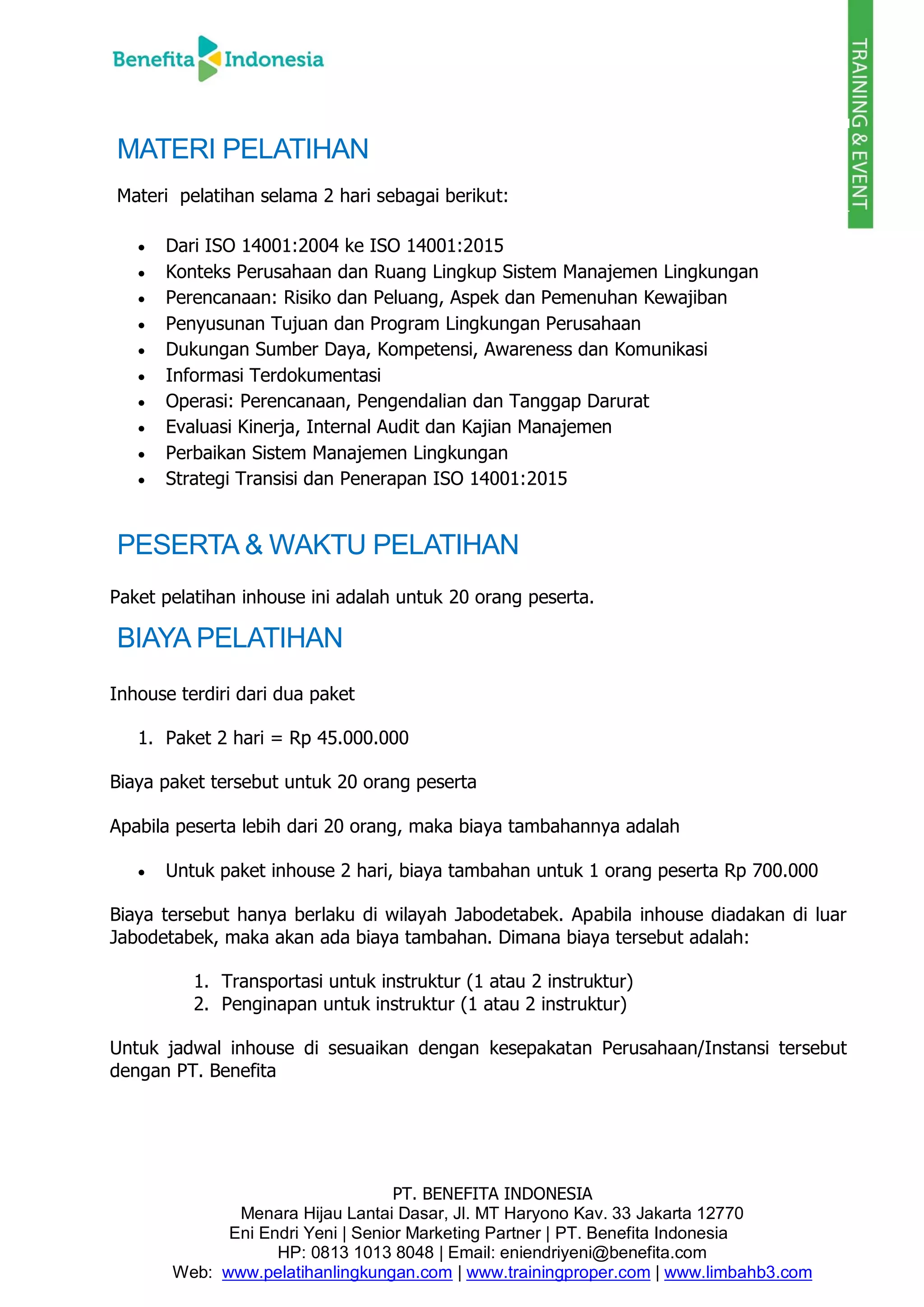 170403 proposal-inhouse-training-sml-iso-14001 | PDF