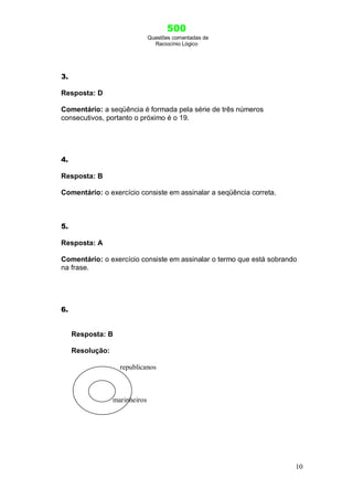 Raciocínio lógico 500 questões (amostra) | PDF