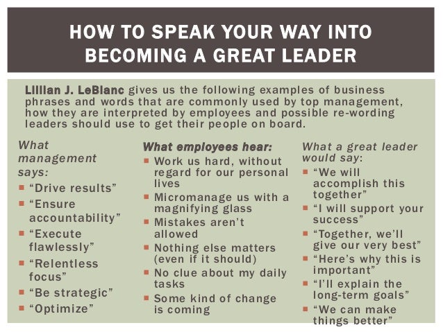 How to speak your way into becoming a great leader.