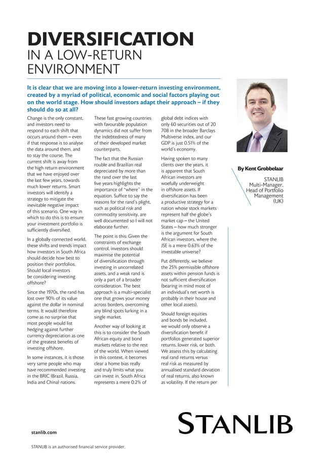 Standpoint: Diversification in a low risk environment by Kent ...