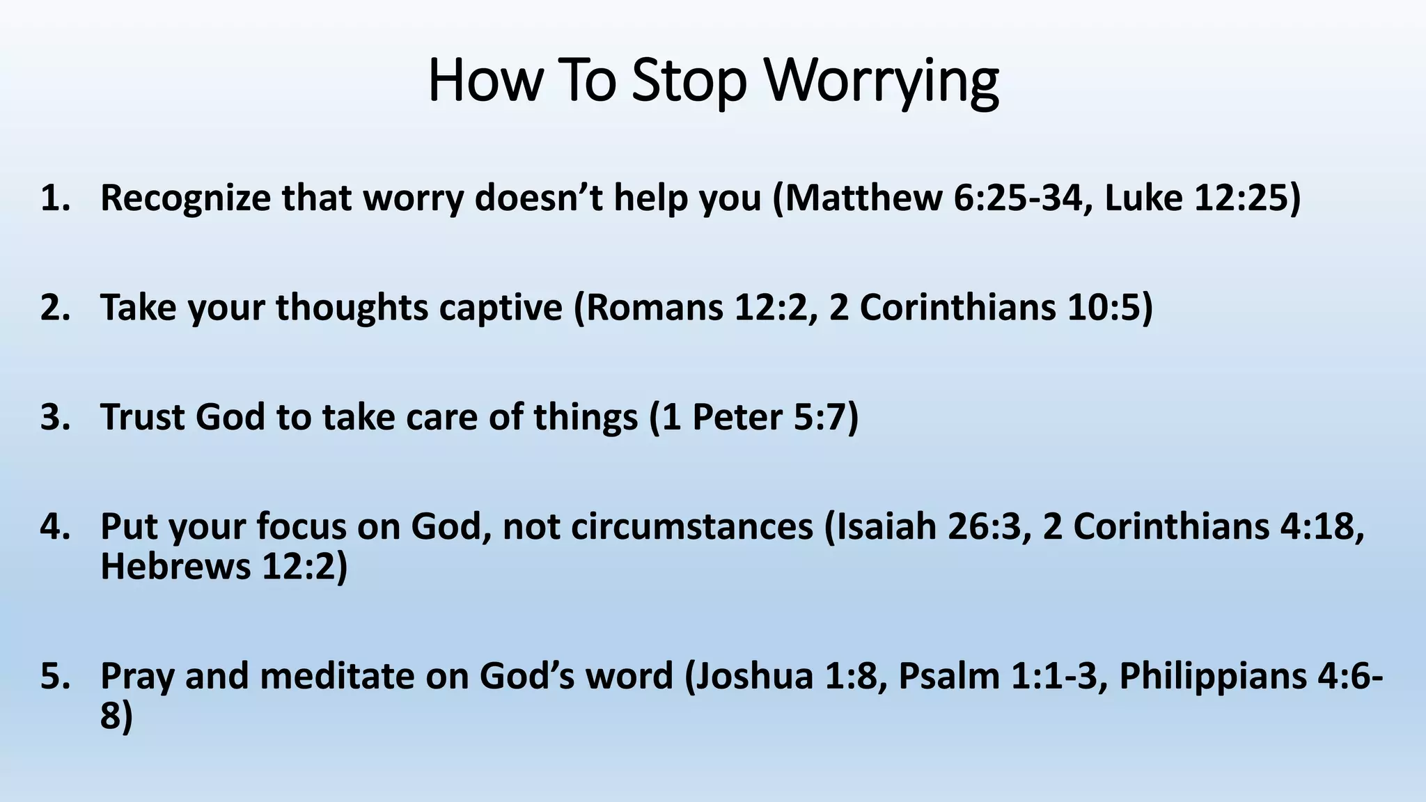 A Biblical Perspective On Worry And Anxiety | PPT