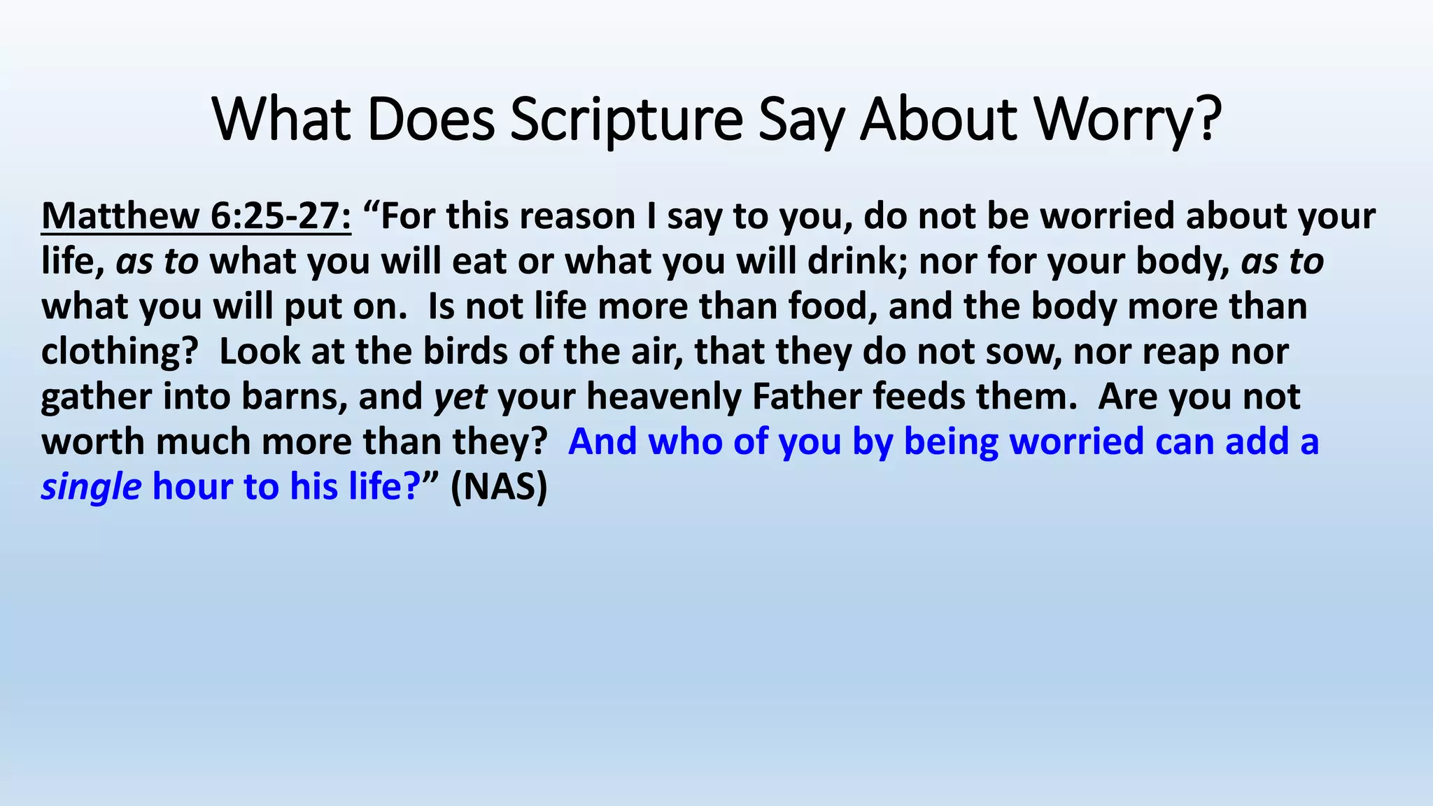 A Biblical Perspective On Worry And Anxiety | PPT